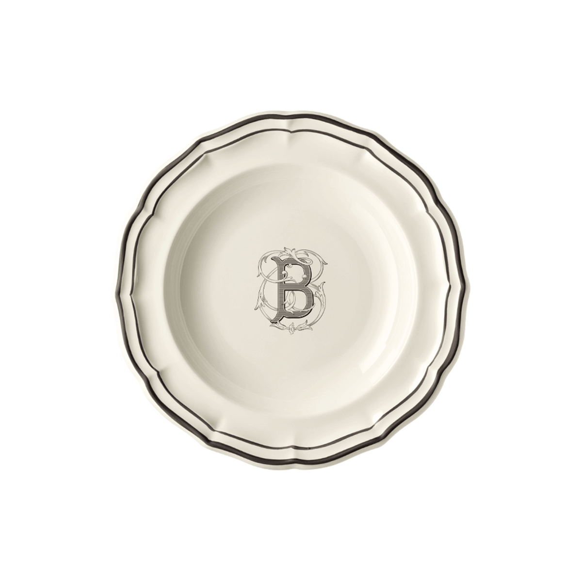 Set of 6 rim soup plates B - Filet Midnight Monogram – FAÏENCERIE DE GIEN