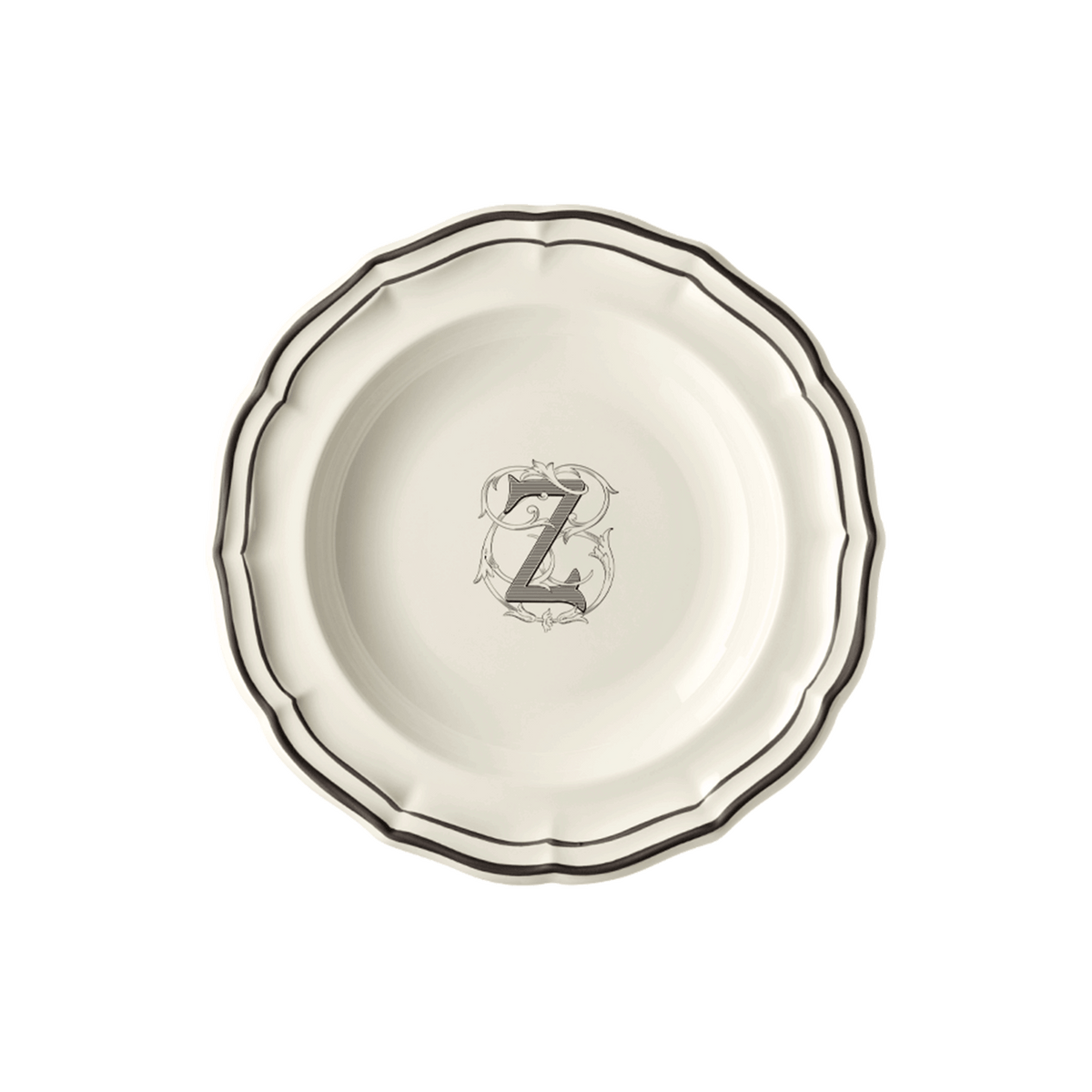 Set of 6 rim soup plates Z - Filet Midnight Monogram – FAÏENCERIE DE GIEN